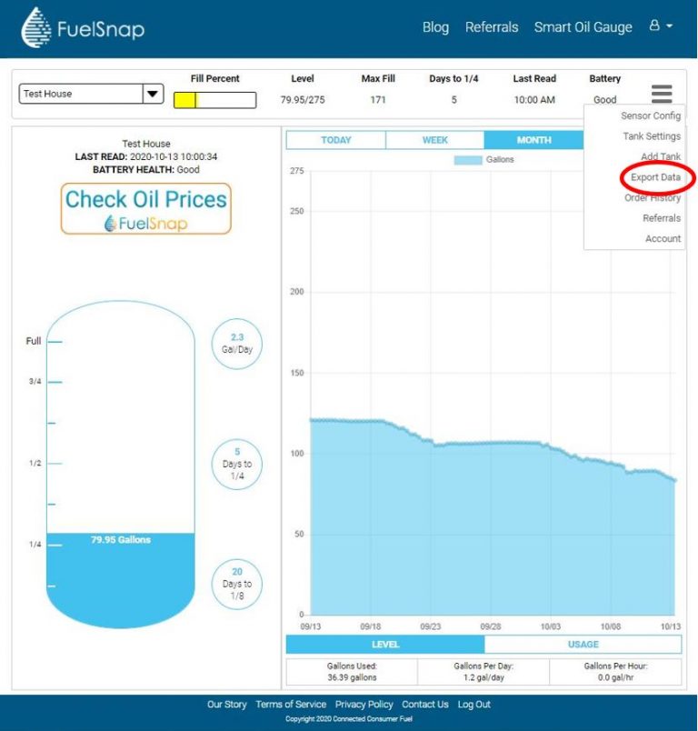 Exporting Data From Smart Oil Gauge - Smart Oil Gauge