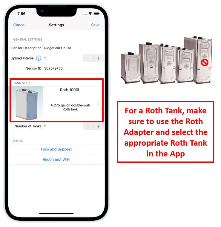 Selecting Your Oil Tank Size in Your Smart Oil Gauge App